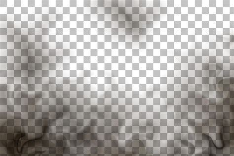 현실적인 검은 안개 또는 연기 안개 효과 공기 증기 흐름의 투명한 배경 증기에 연기 프리미엄 벡터