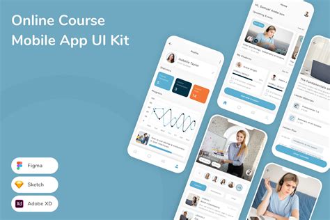 Online Course Mobile App Ui Kit Ui Kits And Libraries ~ Creative Market