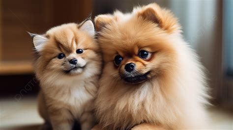 나란히 앉아있는 두 마리의 포메라니안 강아지 고양이와 개 귀여운 사진 고양이 개 배경 일러스트 및 사진 무료 다운로드 Pngtree