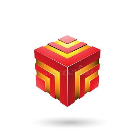 Red Bold Striped Cube Vector Illustration Stock Vector Illustration