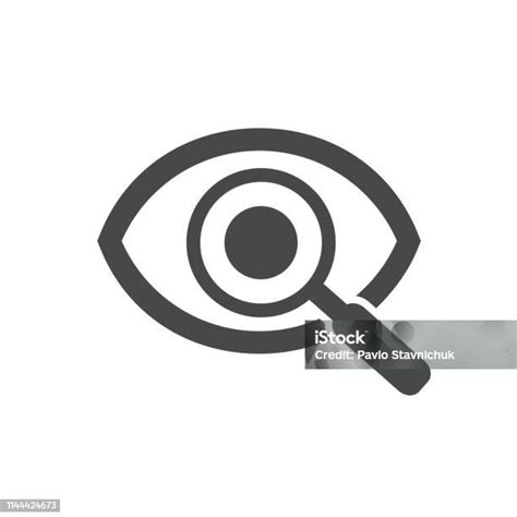 눈 윤곽 아이콘이 있는 돋보기 찾기 아이콘 개념 기호를 조사 합니다 눈을 돋보기로 합니다 모양 관점 보기 웹 및 모바일에 대 한 창의적인 비전 아이콘 벡터 눈 신체 부분에