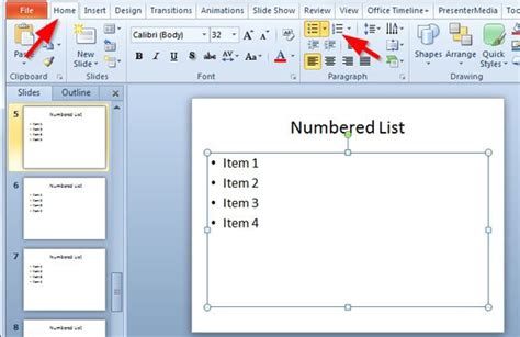 How To Make A Numbered List In PowerPoint 2010