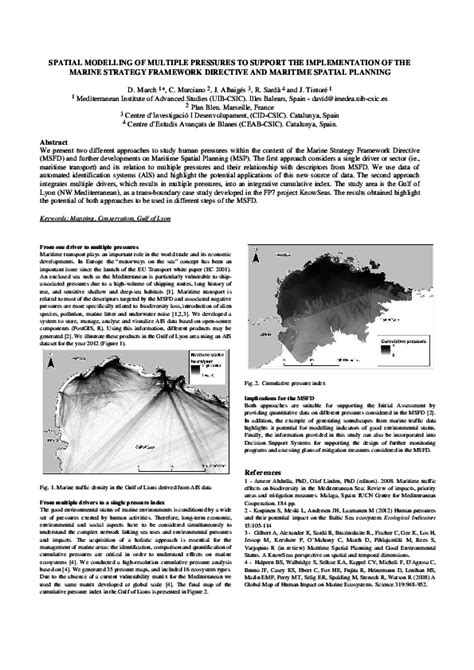 Pdf Spatial Modelling Of Multiple Pressures To Support The Implementation Of The Marine
