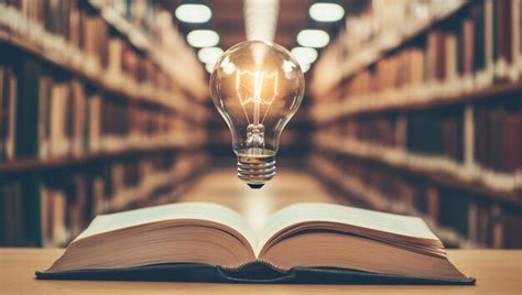 Glowing Light Bulb Hovering Above An Open Book Symbolizing Knowledge Ideas Inspiration In A