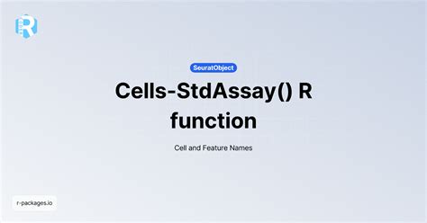 Cells Stdassay R Function From Seuratobject R Packages