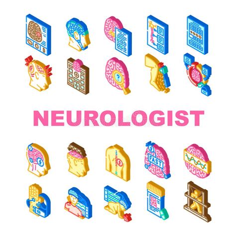 Neurologist Brain Neurons Icons Set Vector Stock Vector Illustration Of Cognition