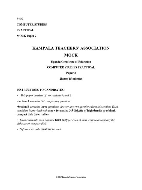 Kampala Uce Comp 2 2017 Pdf Computing Computer Science