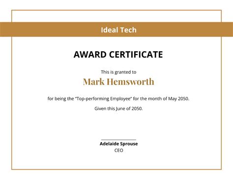 Free Editable Award Certificate Template To Edit Online