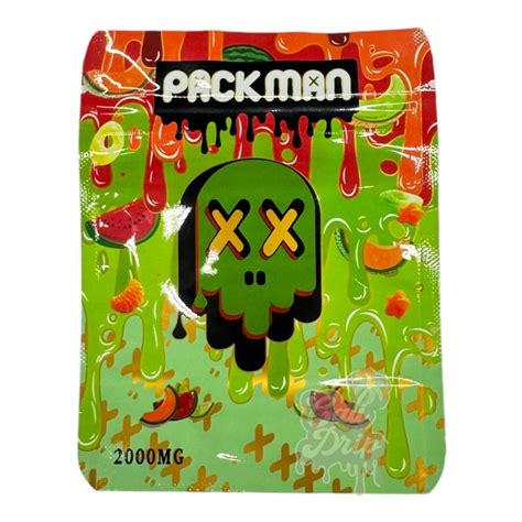 2000 Mg Edibles Packman Watermelon Mylar Bags
