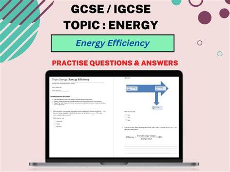 GCSE IGCSE Physics Energy Efficiency Self Assessment Questions Answers 2023 Teaching