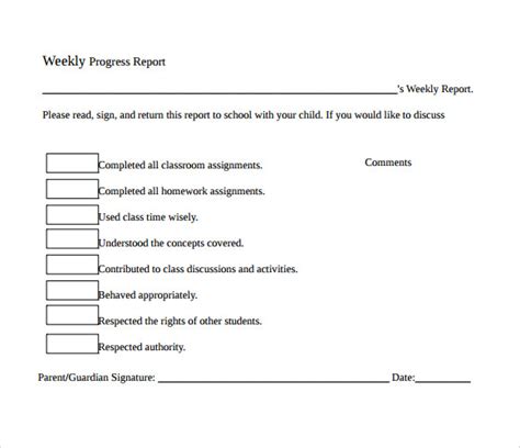 FREE Sample Weekly Progress Reports In PDF MS Word