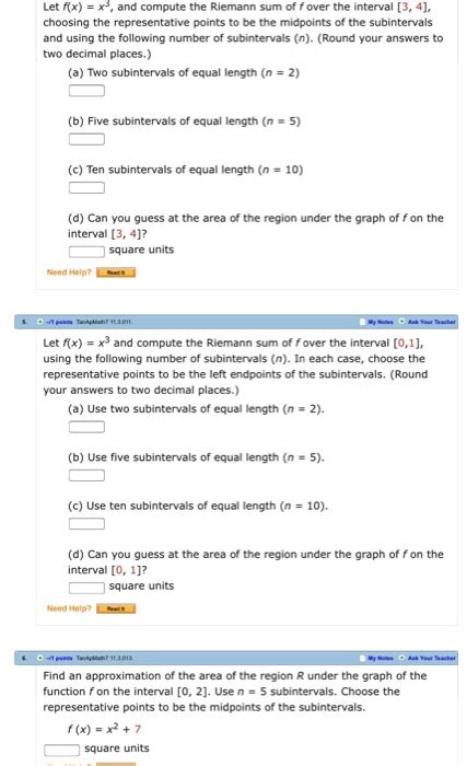 solved let f x x3 and compute the riemann sum of f over