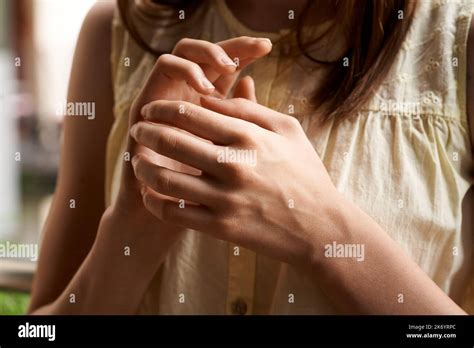 Young Girl Practicing Emotional Freedom Technique Or Eft Tapping On