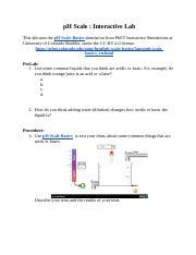 pH Scale Interactive Lab.docx - pH Scale : Interactive Lab This lab uses the pH Scale Basics ...