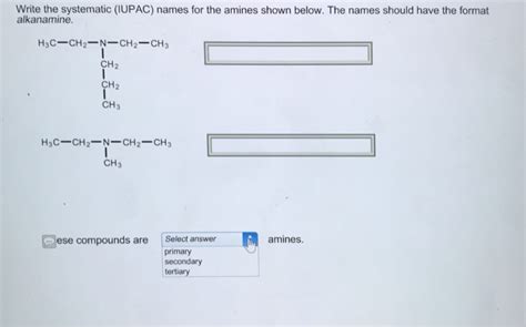 Solved Write the systematic (IUPAC) names for the amines | Chegg.com