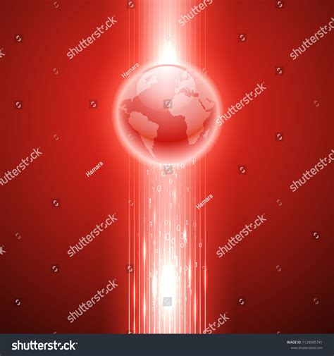 Red Background Binary Code Globe Stock Vector Royalty Free 1128995741