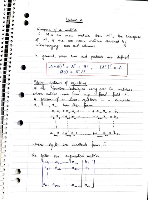 Week 2 Lec 2 Notes Ivanspose Of A Malri If Mis Of M Is The