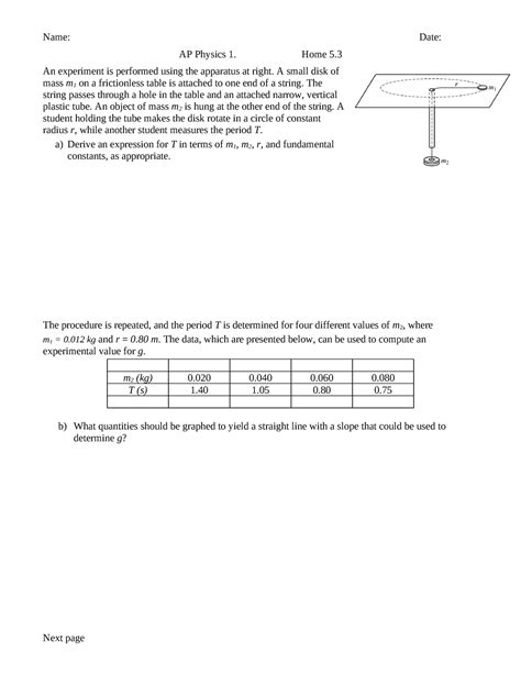 Physcis Hw Ap Physics Name Date Ap Physics 1 Home 5 An