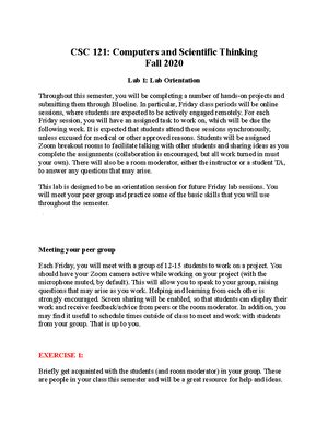 Lab Lab Assignment Name CSC Computers And