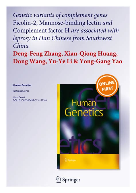 Pdf Genetic Variants Of Complement Genes Ficolin 2 Mannose Binding