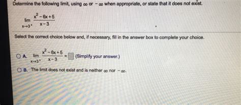 solved determine the following limit using oo or co when