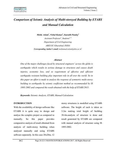 Seismic Analysis Of Multistoryed Building By Etabs Pdf Civil