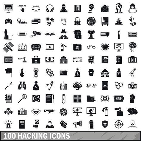 100 Hacking Icons Set Simple Style 8551010 Vector Art At Vecteezy