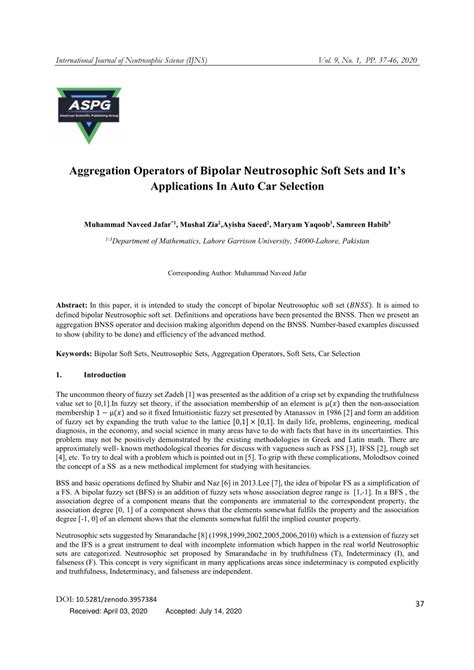 Pdf Aggregation Operators Of Soft Sets And Its Applications In Auto Car Selection