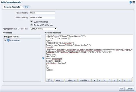 pop up effect in obiee using jquery