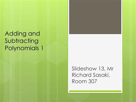 PPT Adding And Subtracting Polynomials PowerPoint Presentation