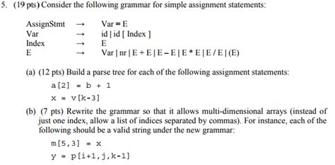 Solved 5 19 Pts Consider The Following Grammar For Simple