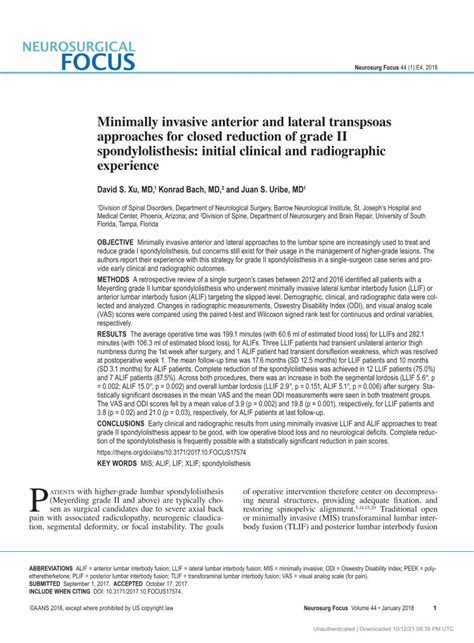 Pdf Minimally Invasive Anterior And Lateral Transpsoas Dokumen Tips