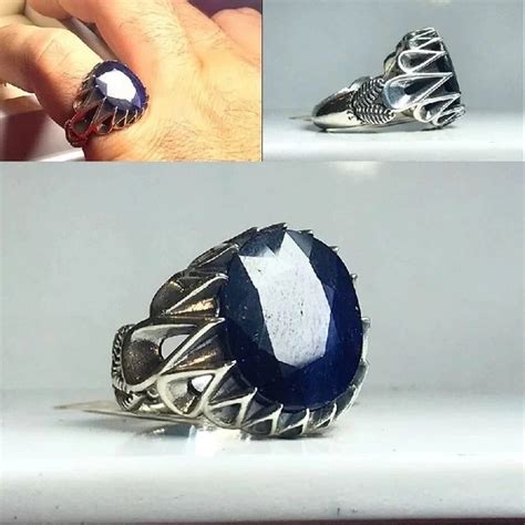 خرید و قیمت انگشتر یاقوت کبود اصلی آفریقایی با رکاب نقره طرح قطره و