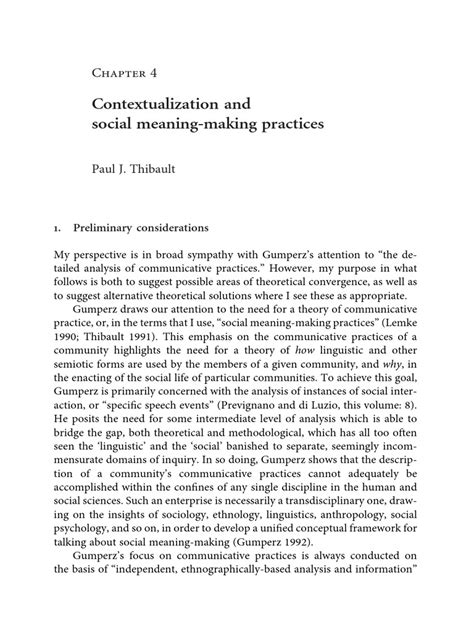 Contextualization And Social Meaning Making Practices Pdf Semantics Linguistics