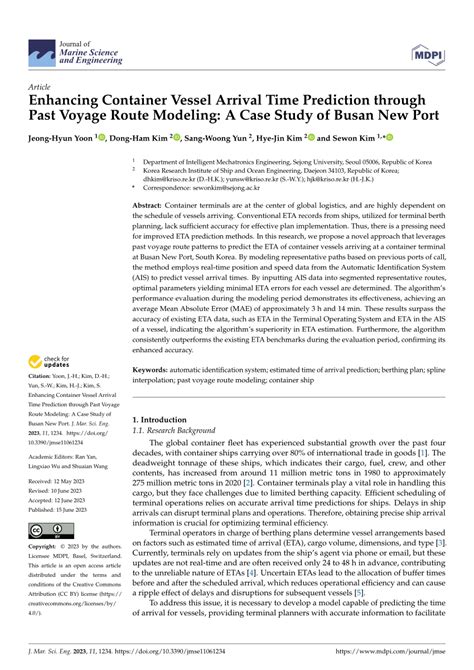 pdf enhancing container vessel arrival time prediction through past