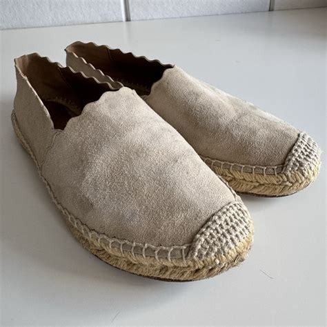 Chloe Lauren Beige Suede Espadrille Flats Womens 85 Gem