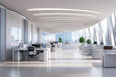 Premium Photo Workplace Office Building Interior 3d Rendering