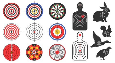 Premium Vector Shooting Range Target Human And Animals Silhouette Targets With Bullet Shoot