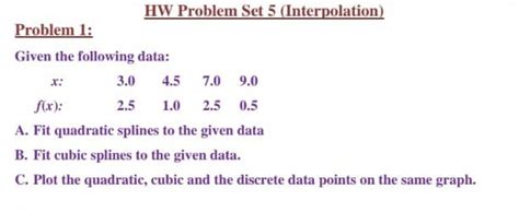 solved hw problem set 5 interpolation problem 1 given the