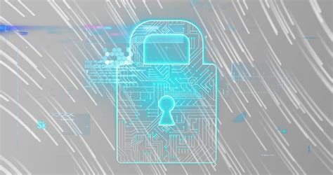 image of data processing over security padlock icon against light