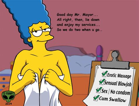 Rule 34 Big Breasts English Text Fjm Horny Marge Simpson Posing Solo