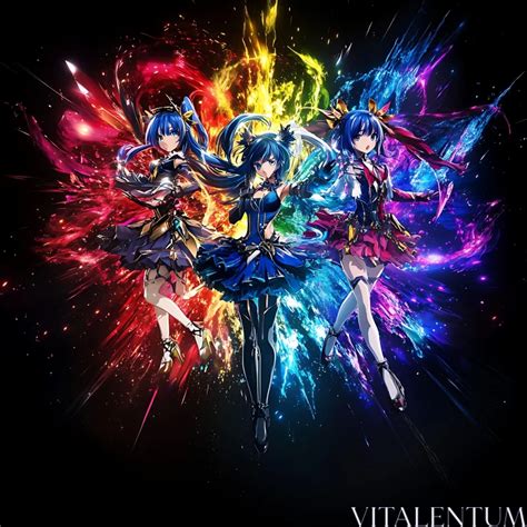 Vibrant Anime Characters In Colorful Fantasy Attire Ai Image For