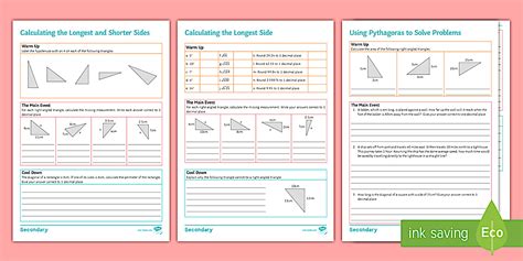 Pythagoras Theorem In 2d Shapes Homework Pack Twinkl