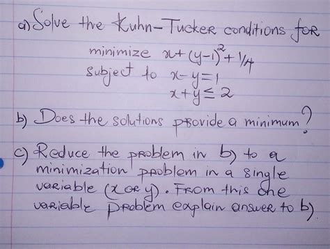 solved x y 2 solve the kuhn tucker conditions for minimize