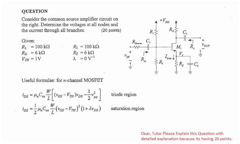 Solved Consider The Common Source Amplifier Circuit On The Chegg