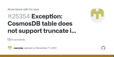 Exception Cosmosdb Table Does Not Support Truncate In Batch Mode · Issue 25354 · Azureazure