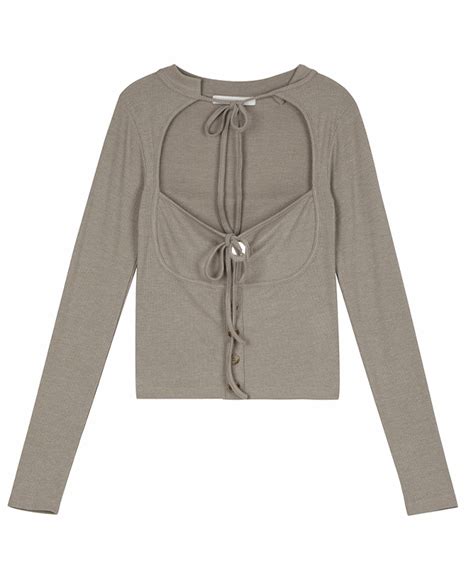 모던어스 유니크스트릿 트임 리본 스트랩 버튼 티셔츠 위시버킷