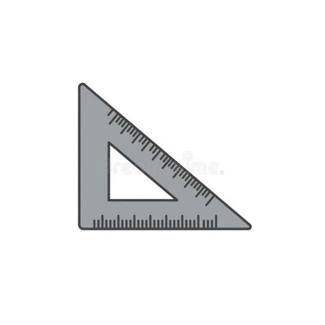 Grey Triangle Ruler On White Background Stock Illustration