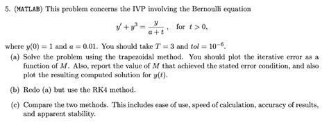 5 MATLAB This Problem Concerns The IVP Involving Chegg Com