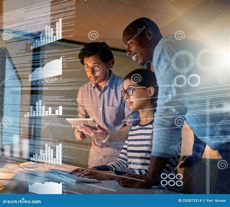 Upgrading The Software Together Computer Programmers Looking Through Data In The Office Stock